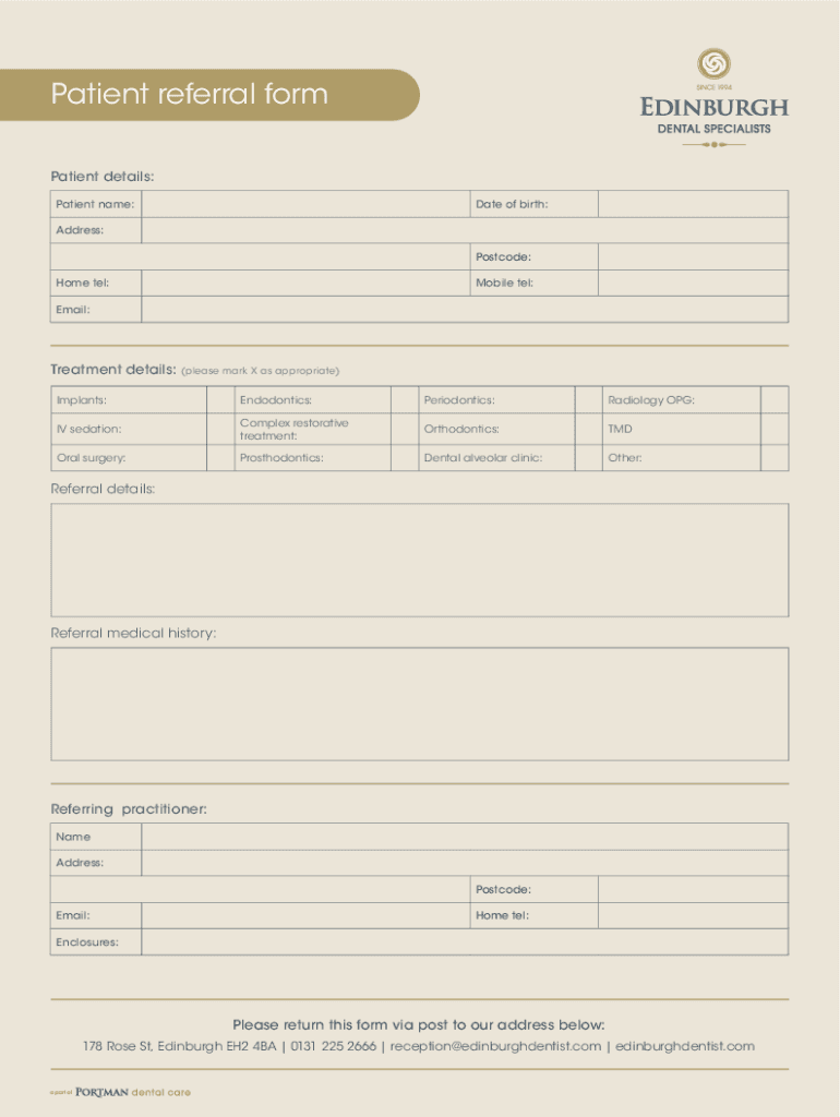 Fillable Online Specialist Endodontic Referral Form Fax Email Print - pdfFiller