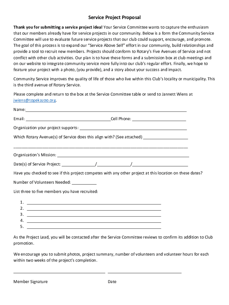 Fillable Online Rotary Proposal 1.docx Fax Email Print - pdfFiller