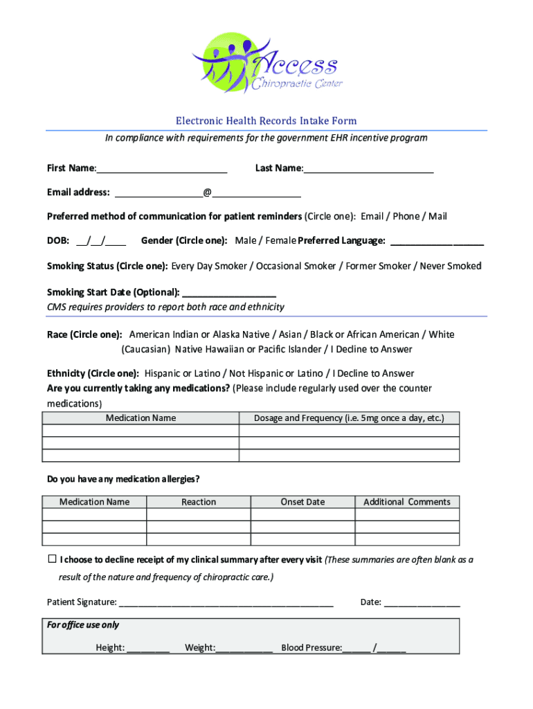 Fillable Online In compliance with requirements for the government EHR ...