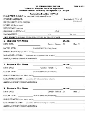 Fillable Online PSR - Registration Form - 2021-2022 Fax Email Print ...