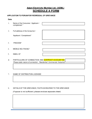 Fillable Online Adani Electricity Mumbai Ltd. (AEML) SCHEDULE A FORM ...