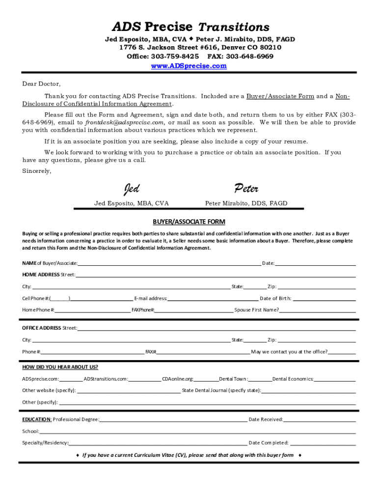 Fillable Online Fillable Online ADS Precise Transitions Fax Email Print ...