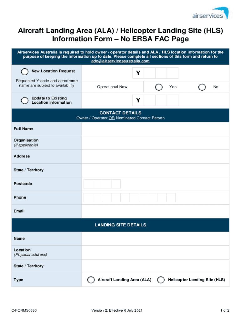 Fillable Online Fillable Online No ERSA FAC Page - Airservices Australia ... Fax Email Print ...