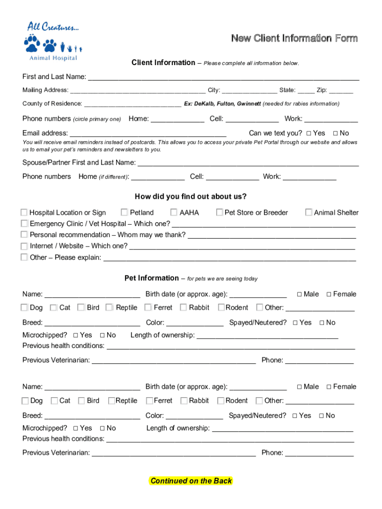 Fillable Online 5 New Client Forms Every Private Practice RDN Should ...