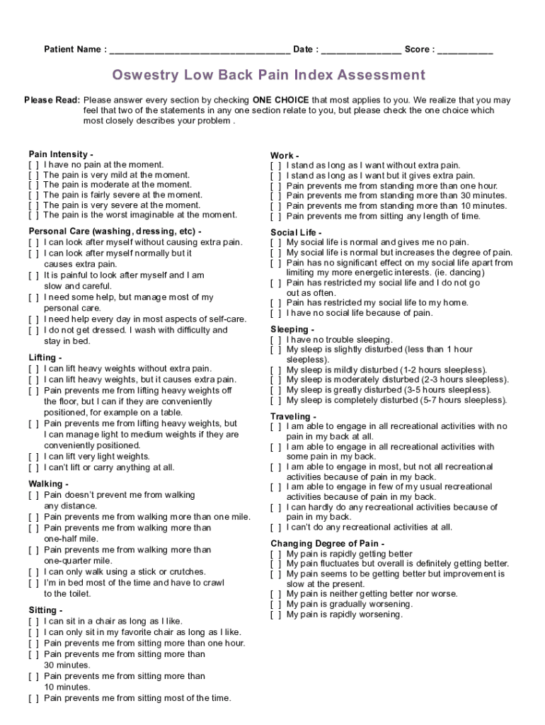 Fillable Online THE NECK PAIN DISABILITY INDEX - Enloe Fax Email Print ...
