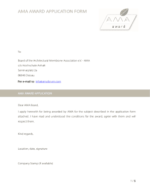 Fillable Online AMA AWARD APPLICATION FORM Fax Email Print - pdfFiller