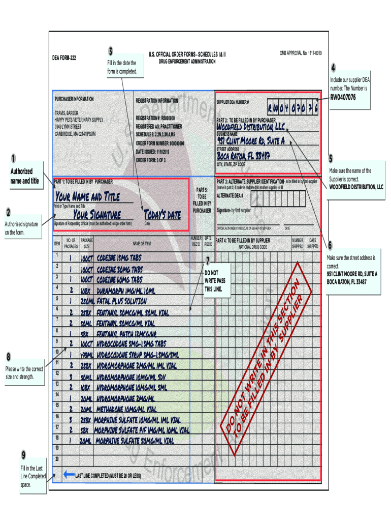 Fillable Online DEA 222 Forms Received 01.22.20Batch1 copy Fax Email ...