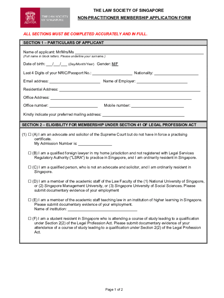 Fillable Online Fillable Online Non-Practitioner Membership Application ...