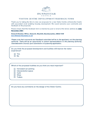 Fillable Online VISITOR CENTRE DEVELOPMENT FEEDBACK FORM Fax Email ...