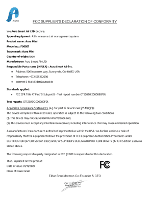 Fillable Online Aura Mini FCC SDoC form Fax Email Print - pdfFiller