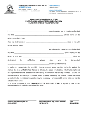 Fillable Online Transportation Release form AS Fax Email Print - pdfFiller