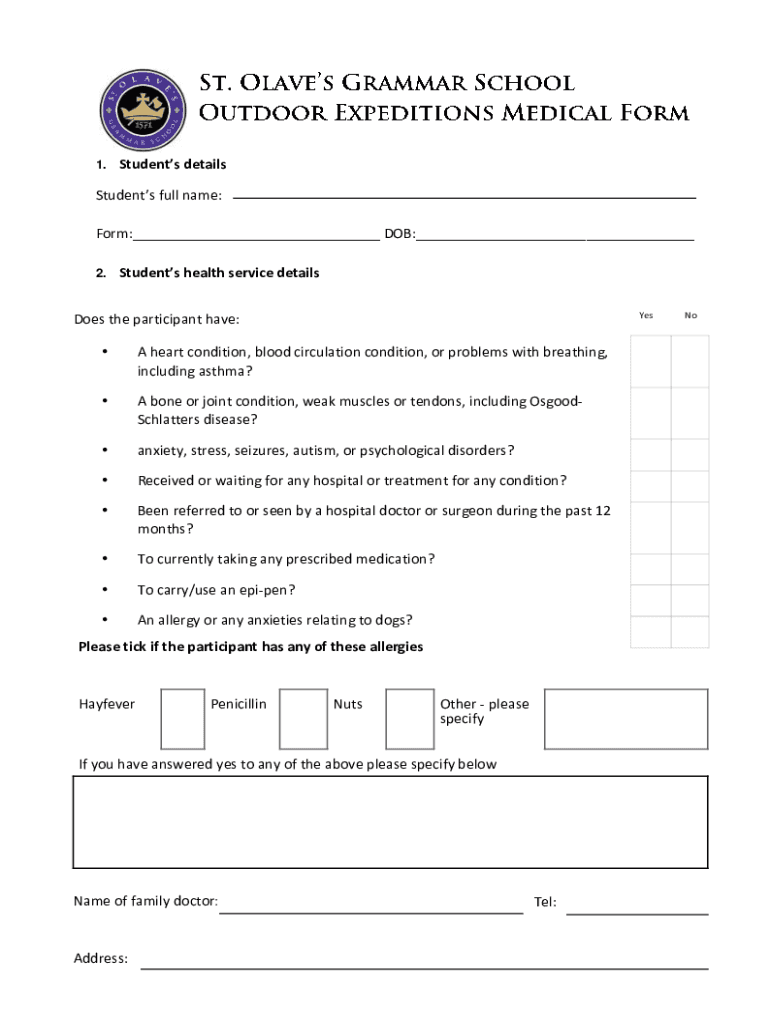 Fillable Online DofE medical form V2 Fax Email Print - pdfFiller
