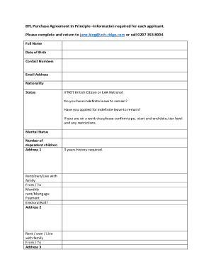 Fillable Online BTL Purchase Agreement in Principle Form.doc Fax Email ...