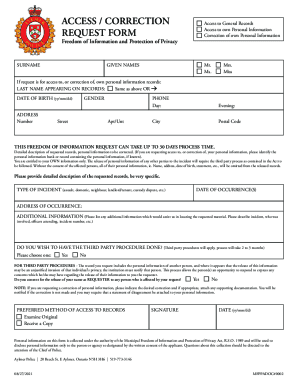 Fillable Online Fillable Access/Correction Request Freedom of ...