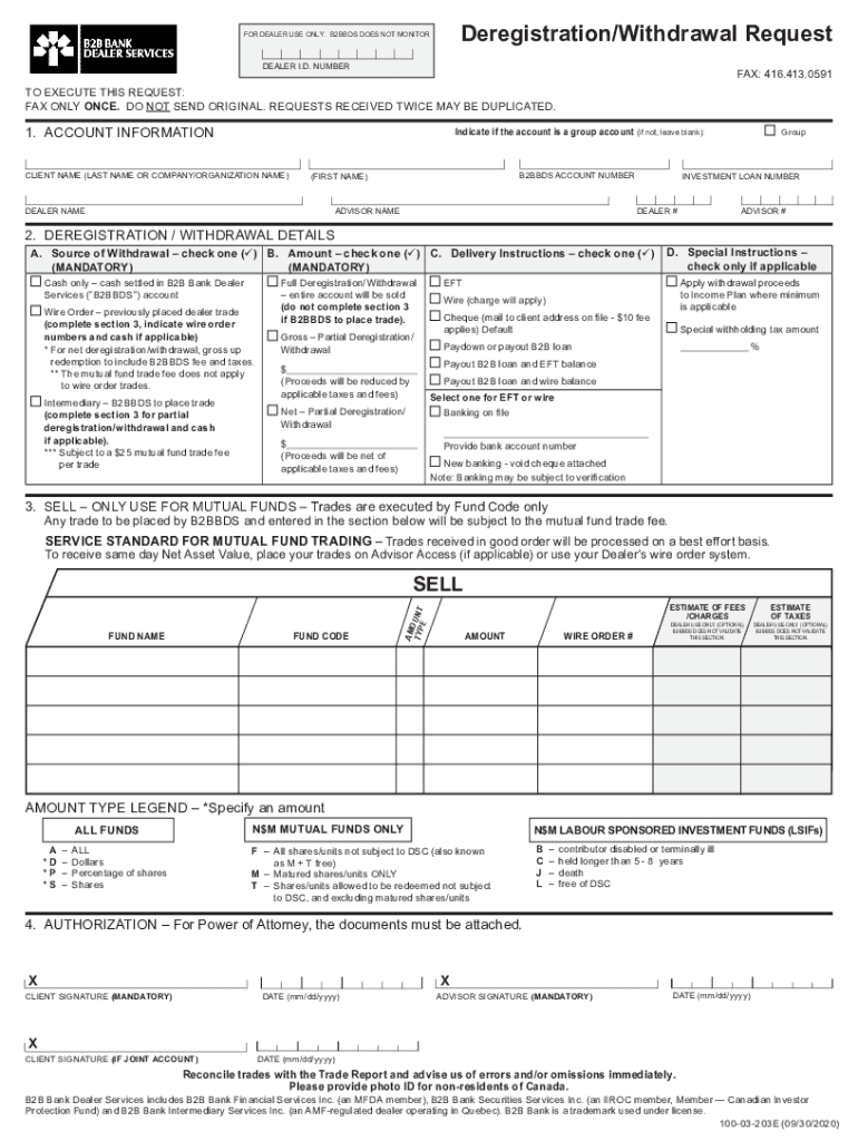 Fillable Online Fillable Online Deregistration/Withdrawal Request Fax ...
