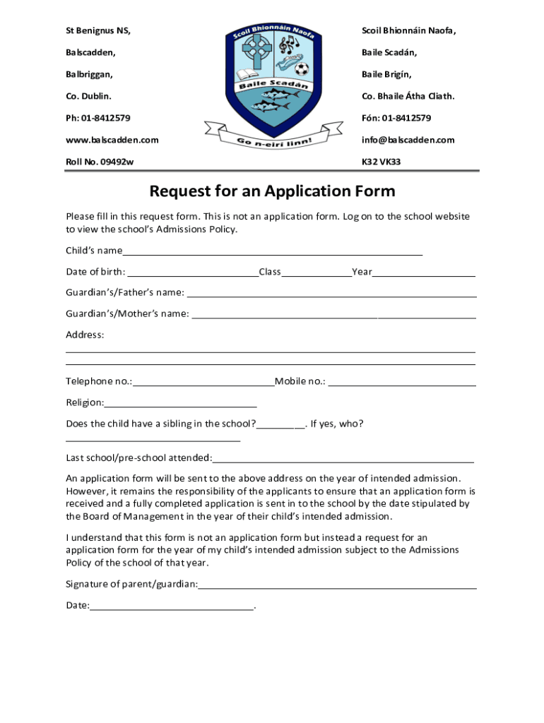 Fillable Online Request for an Application Form Fax Email Print - pdfFiller