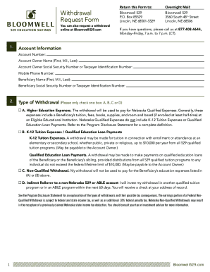 Fillable Online Get the free Withdrawal Bright Directions College ...