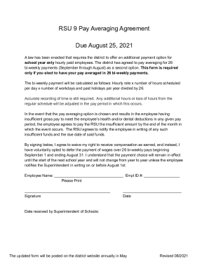 Fillable Online Pay Averaging Agreement revised 8/2021 Fax Email Print ...