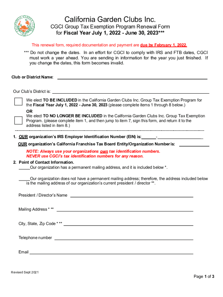 Fillable Online Group Tax Exemption Program (GTEP) - California Garden ...