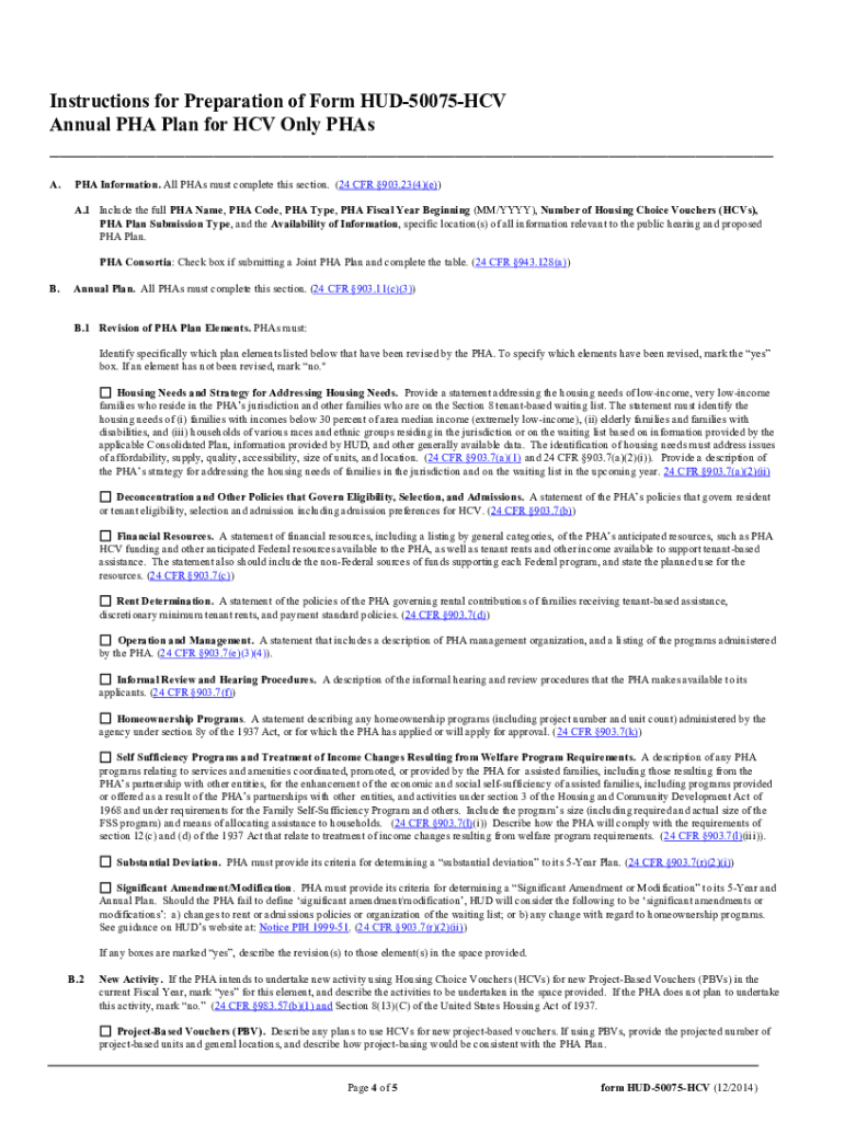 Fillable Online Instructions for Preparation of Form HUD-50075-HCV ...