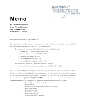 Fillable Online Memo - The Form I-9.doc Fax Email Print - pdfFiller