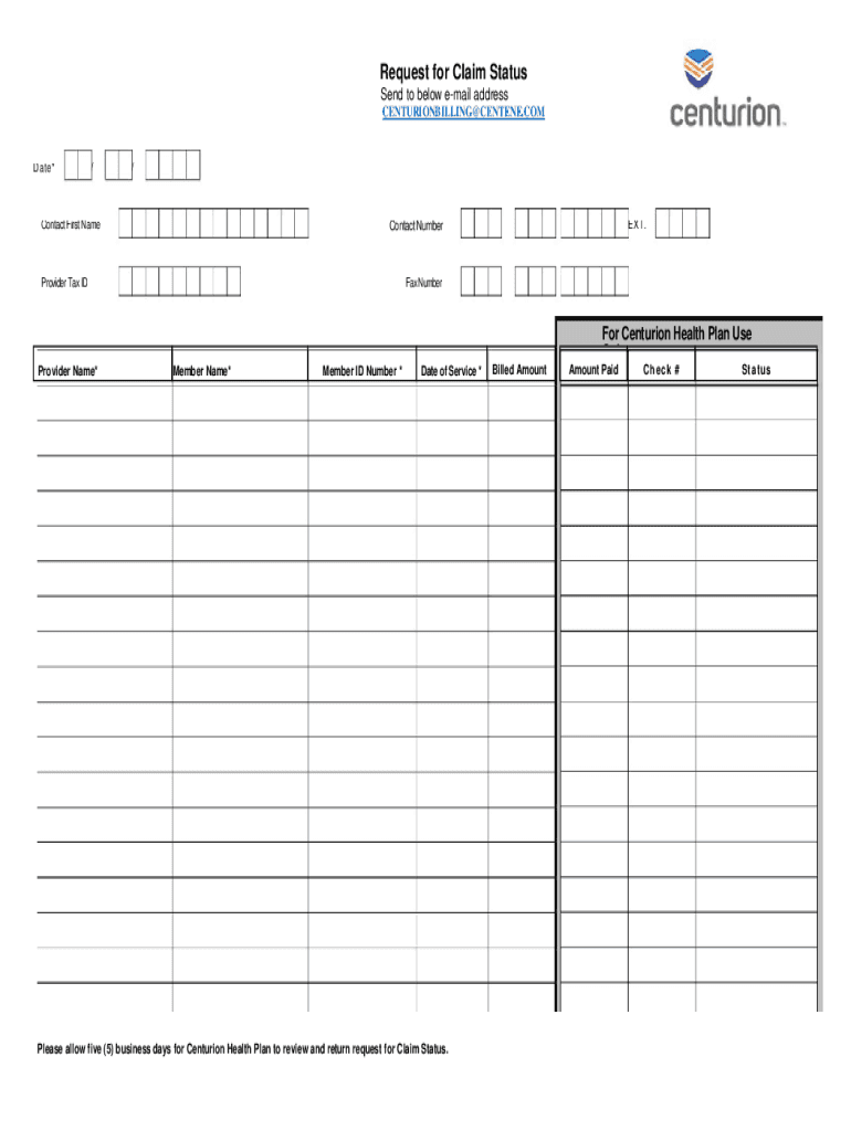 Fillable Online Request for Claim Status form Fax Email Print - pdfFiller