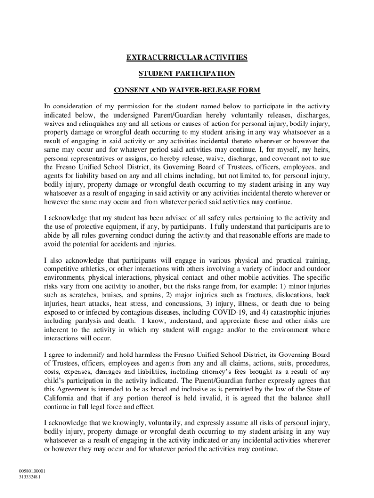 Fillable Online Student Acknowledgement, Consent, and Release Form Fax Email Print - pdfFiller