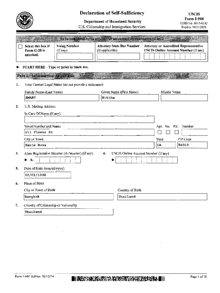 Fillable Online i-944-pc.pdf - Declaration of Self-Sufficiency USCIS ...
