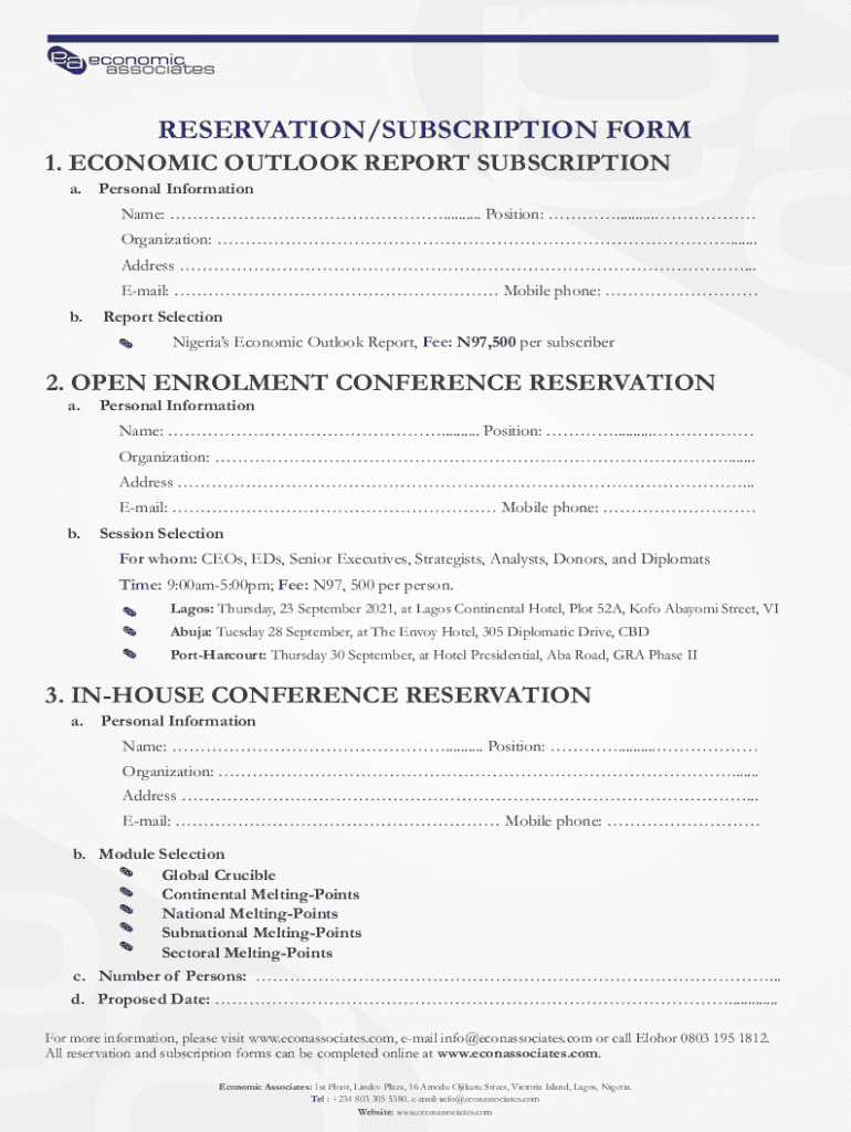 Fillable Online EA Reservation Form.cdr Fax Email Print - pdfFiller