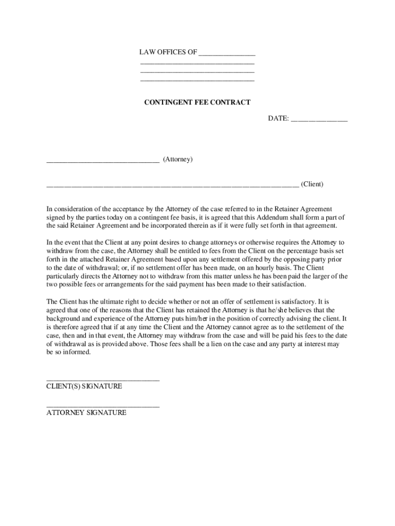 Fillable Online Contingency Fee Agreement Sample 1 Fax Email Print ...