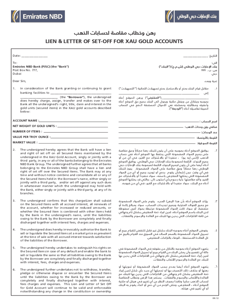 Fillable Online LIEN & LETTER OF SET-OFF FOR XAU GOLD ACCOUNTS.indd Fax ...