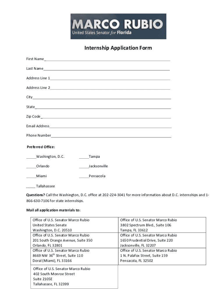 Fillable Online Internship Application Form Template Fax Email Print - pdfFiller