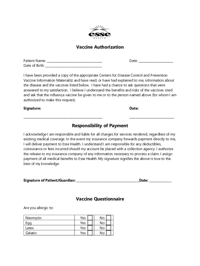 Fillable Online 2020- 2021 INFLUENZA VACCINE CONSENT AND SCREENING FORM ...