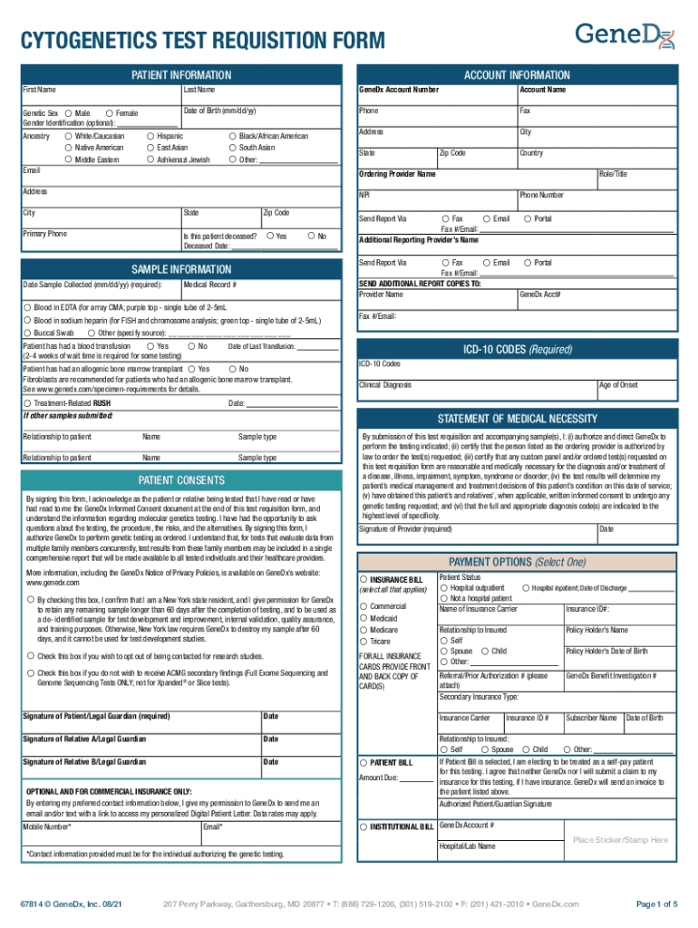 Fillable Online Fillable Online HEREDITARY CANCER TEST REQUISITION FORM ...