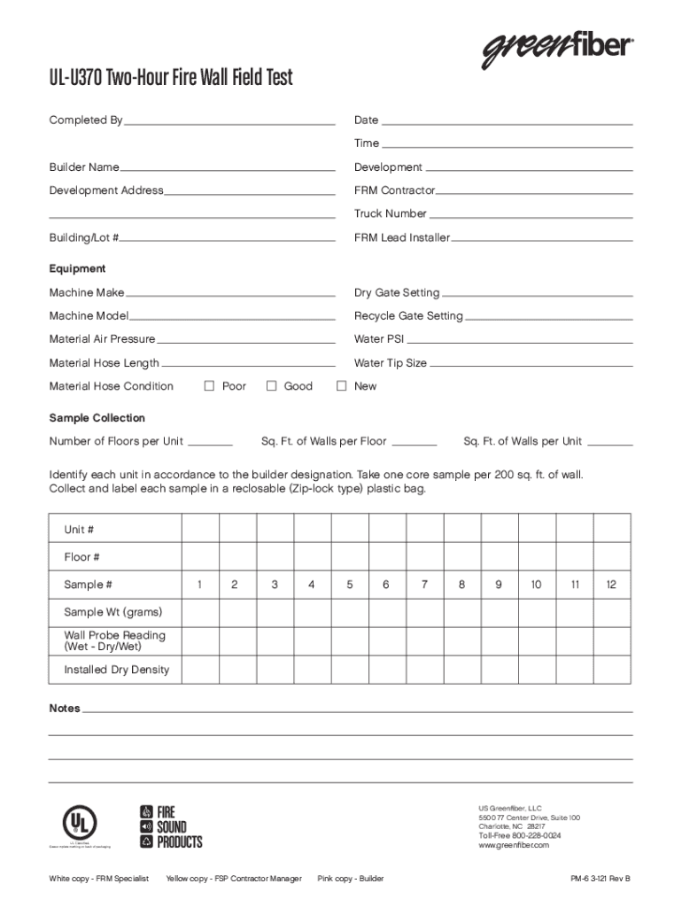 Fillable Online GF 2-Hr FireWall Field Test Form-P Fax Email Print ...