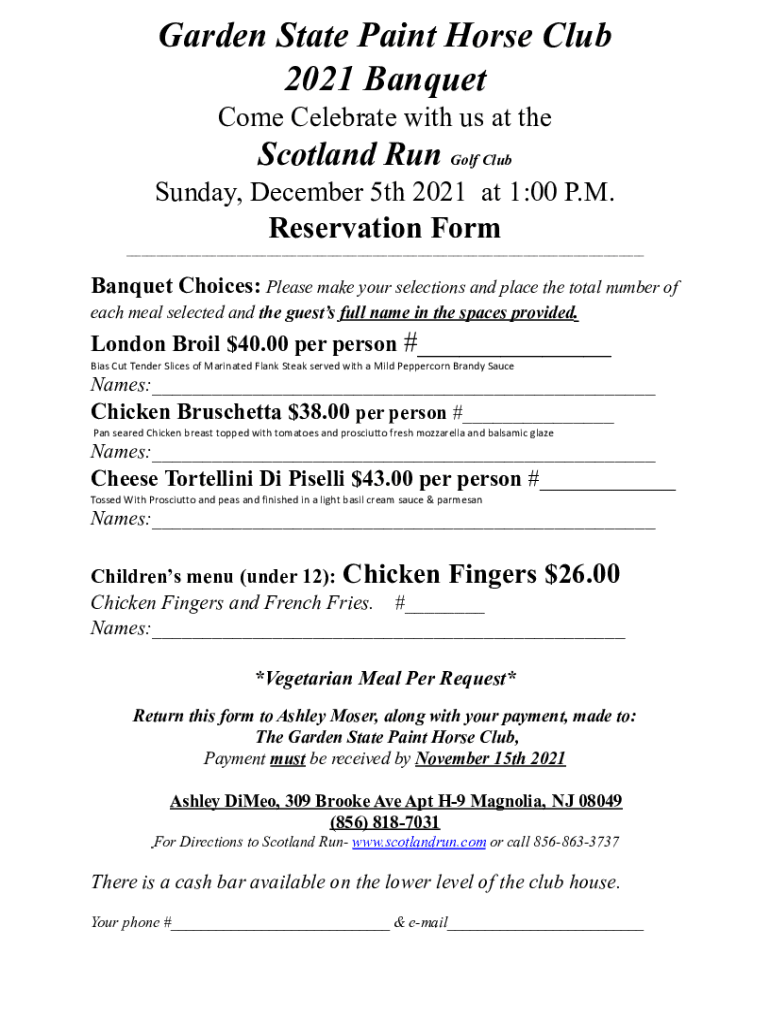 Fillable Online 2021 use banquet form Fax Email Print - pdfFiller