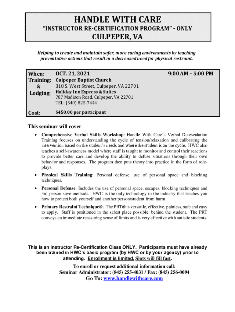 Fillable Online INSTRUCTOR RECERTIFICATION PROGRAM - ONLY Doc Template ... Fax Email Print ...