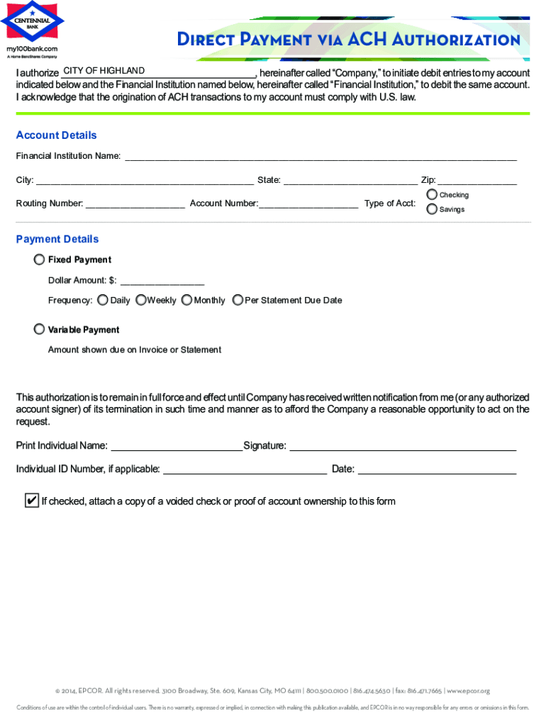 Fillable Online Authorization Agreement For Direct Payments Ach Debits ... Fax Email Print ...