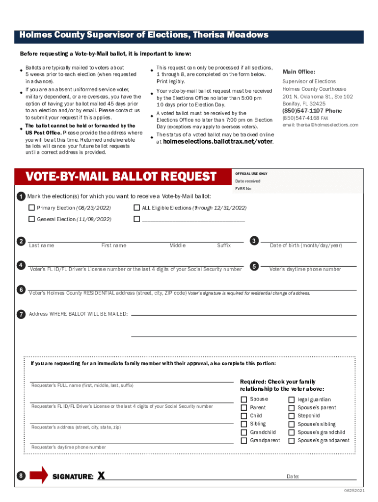 Fillable Online Vote-by-Mail Ballot Request form ENG SPA Fax Email ...