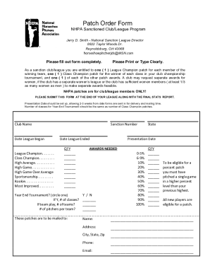 Fillable Online Materials-Patch Order Form Fax Email Print - pdfFiller