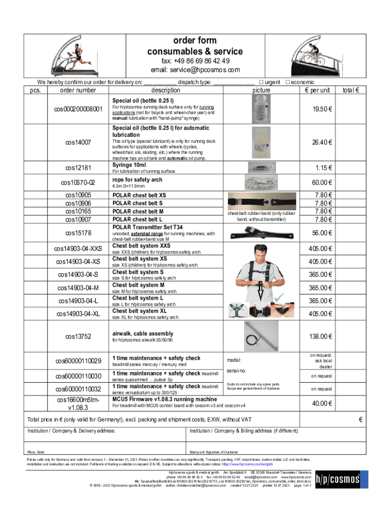 Fillable Online Fillable Online order form consumables & service ...