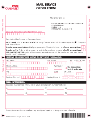 Fillable Online Fill - Free fillable Cvs-mail-service-order-form CVS Mail ... Fax Email Print ...