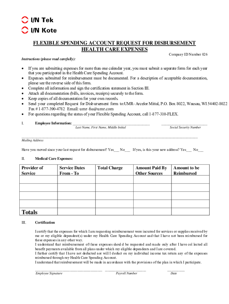 Fillable Online Fillable Online FLEXIBLE SPENDING ACCOUNT REQUEST FOR ...