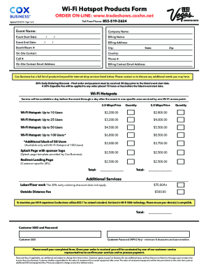 Fillable Online Wi-Fi Hotspot Products Form - freemanco.com Fax Email ...