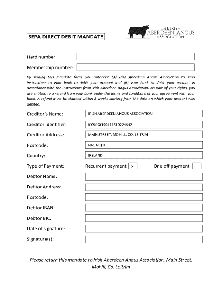 Fillable Online Fillable Online taxsaver SEPA Direct Debit Mandate ...