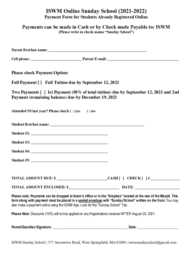 Fillable Online Student Payment and Tuition Form 2021-2022.docx Fax ...