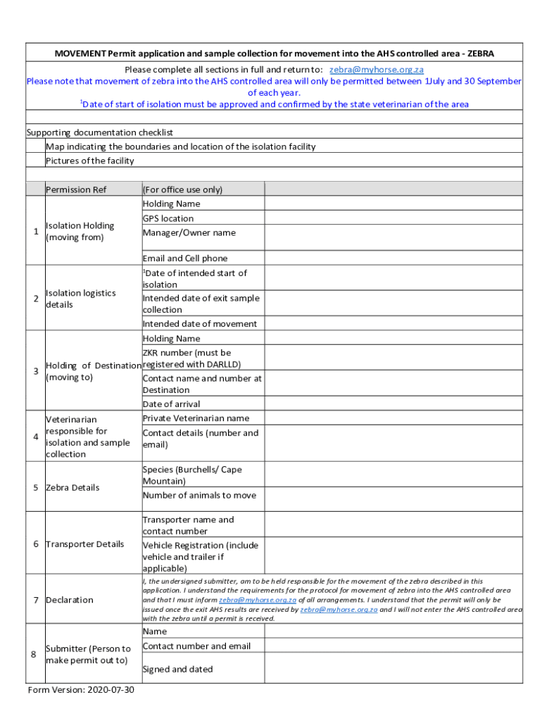 Fillable Online An entry risk assessment of African horse sickness ...