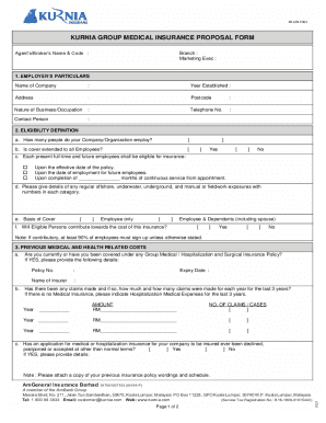 Fillable Online Group Medical Insurance - Proposal Form v1219 Fax Email ...