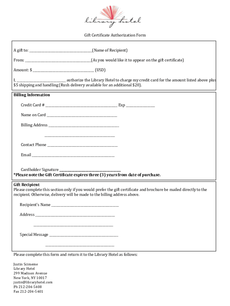 Fillable Online 2021 Gift Certificate Form - Fillable, Printable PDF ...