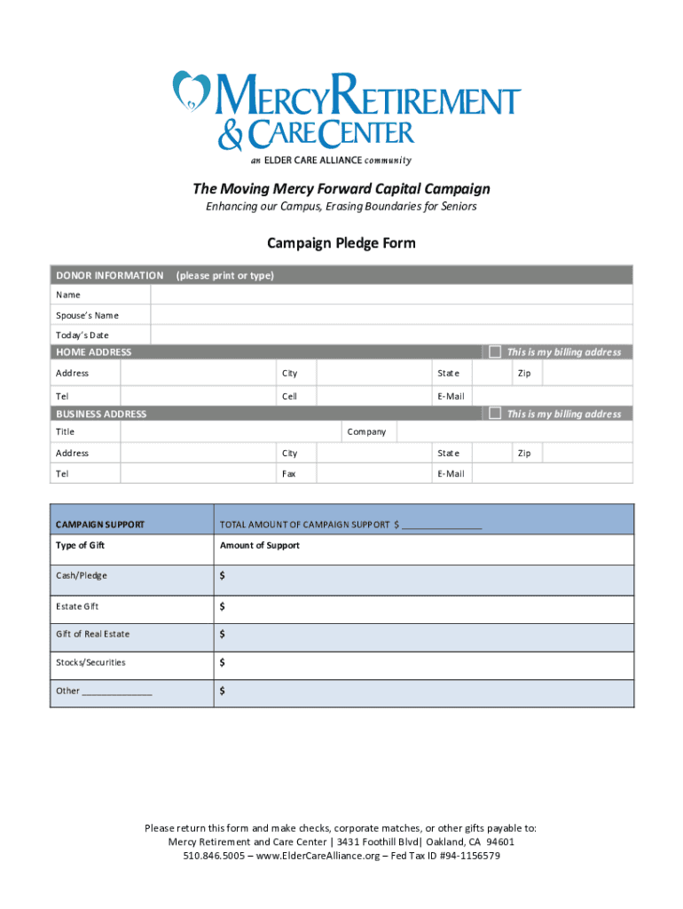 Fillable Online DR Capital Campaign Pledge Form Fax Email Print - pdfFiller